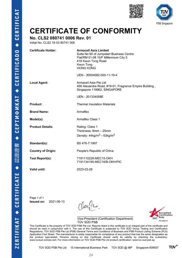 ARMAFLEX Class 1 Insulation - TCBM